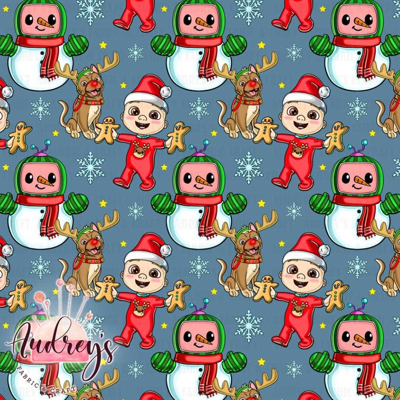 Xmas Cocomelon | PRE-ORDER Digitally Printed Fabric | 27 Fabric Bases