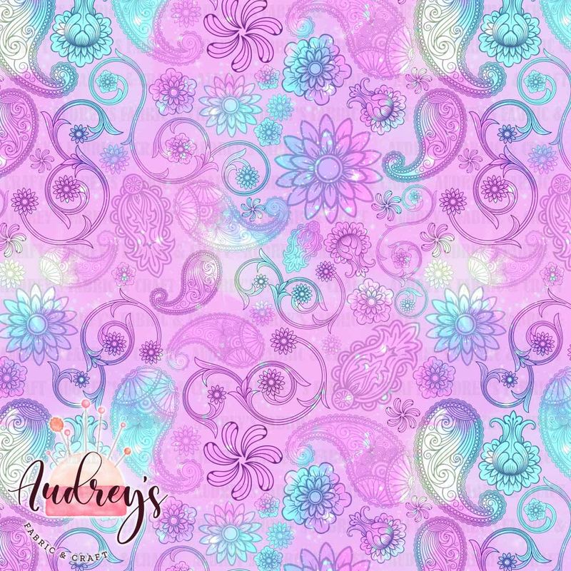 Paisley, Misty Rose | PRE-ORDER Digitally Printed Fabric | 27 Fabric Bases