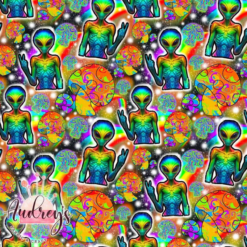 Rainbow Aliens | PRE-ORDER Digitally Printed Fabric | 27 Fabric Bases
