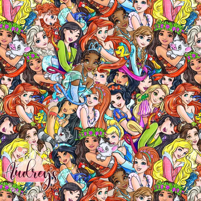 Princesses Stacked | PRE-ORDER Digitally Printed Fabric | 27 Fabric Bases