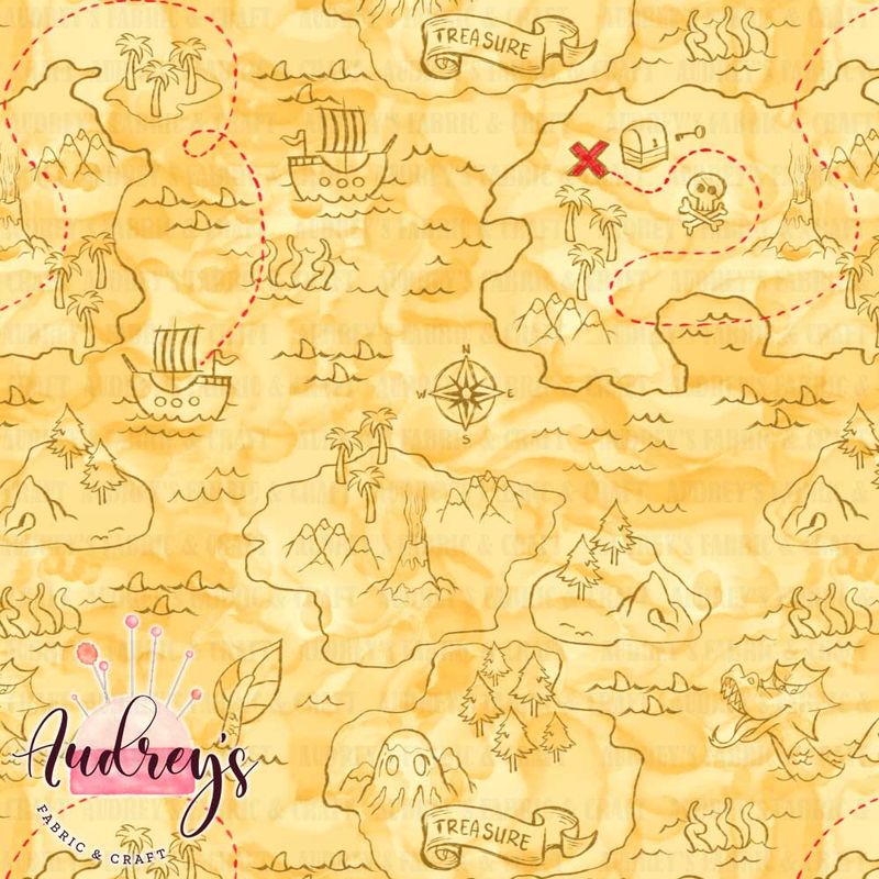 Treasure Map | PRE-ORDER Digitally Printed Fabric | 27 Fabric Bases