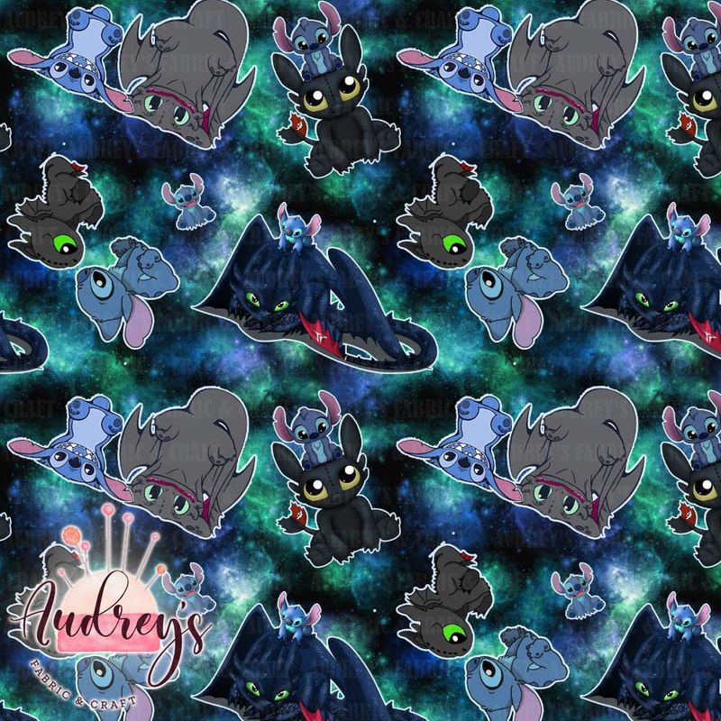 Stitch & Toothless | PRE-ORDER Digitally Printed Fabric | 27 Fabric Bases