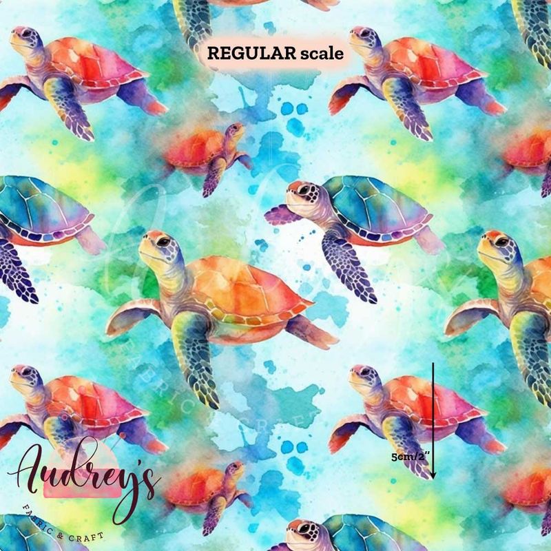 Watercolour Turtles | Digital-Print Custom PUL Waterproof Fabric ...