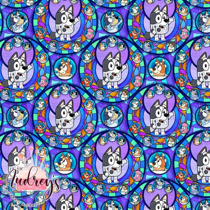 Bluey Stained Glass, Muffin | PRE-ORDER Digitally Printed Fabric | 27 ...