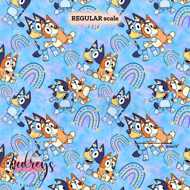 Bluey, Rainbow | PRE-ORDER Digitally Printed Fabric | 27 Fabric Bases