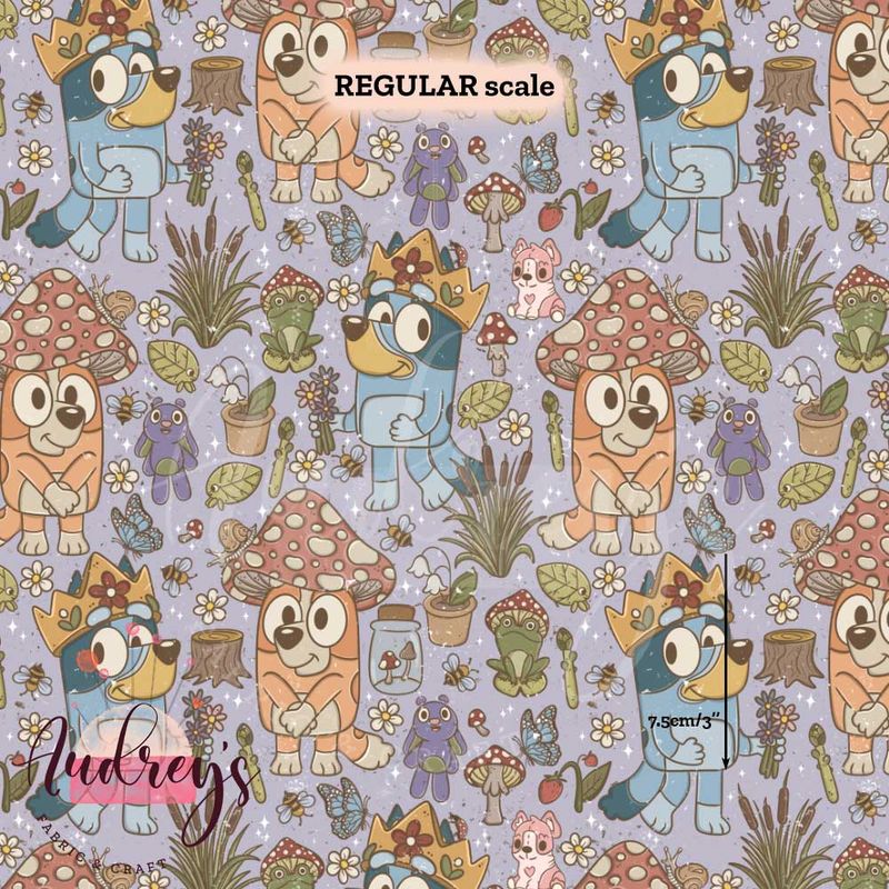 Bluey, Cottagecore | PRE-ORDER Digitally Printed Fabric | 27 Fabric Bases