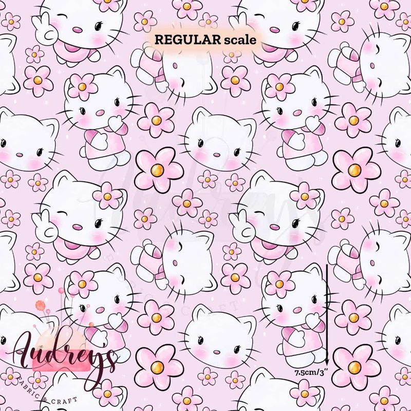 Hello Kitty Pastel | Digital-Print Custom Cotton Lycra 240gsm | 150cm wide