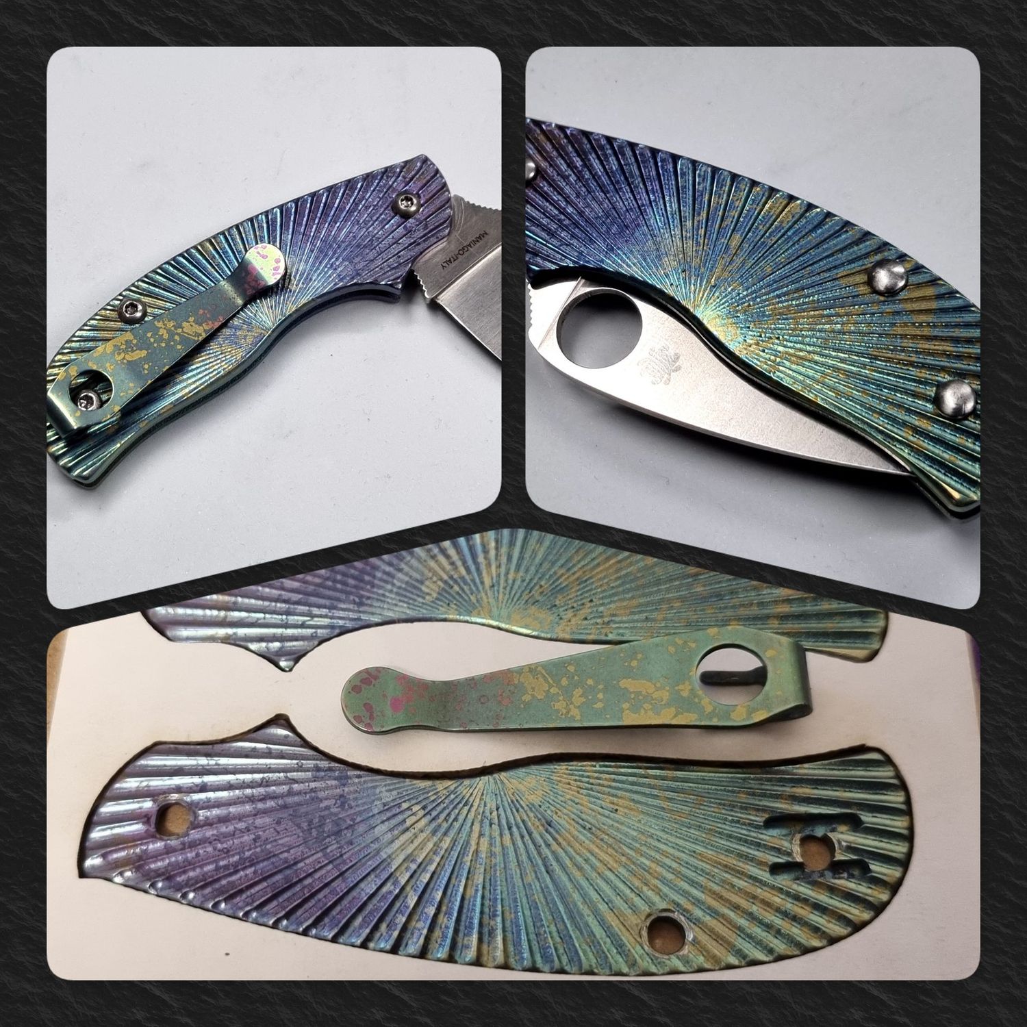 Urban Scales in 3mm Anodised Titanium with Fluted Ocean Sunrise Pattern