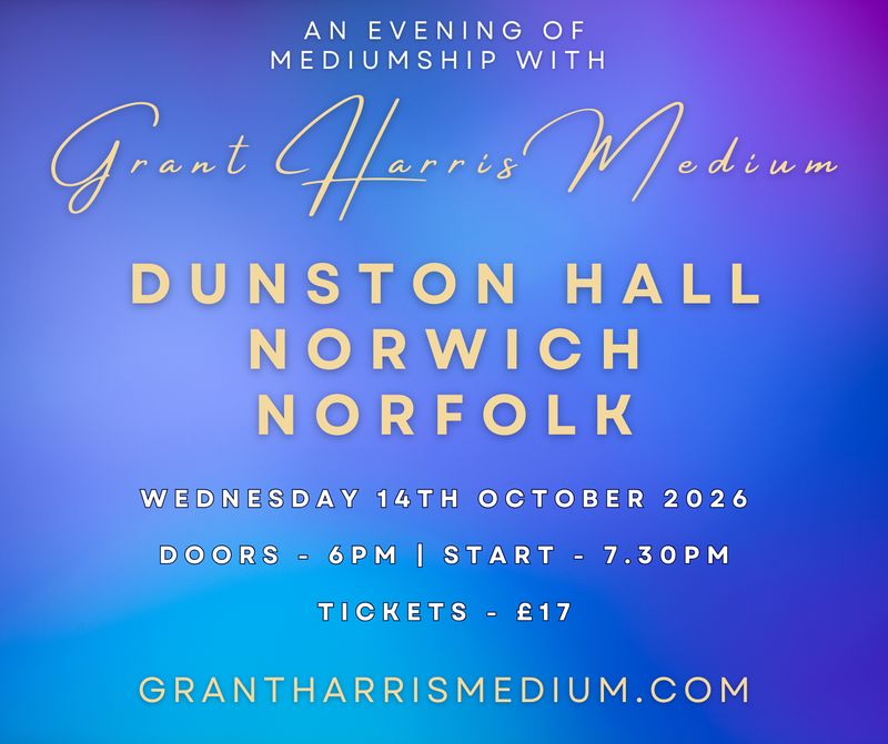 Psychic Night at Dunston Hall, Norwich with Grant Harris Medium in October 2026