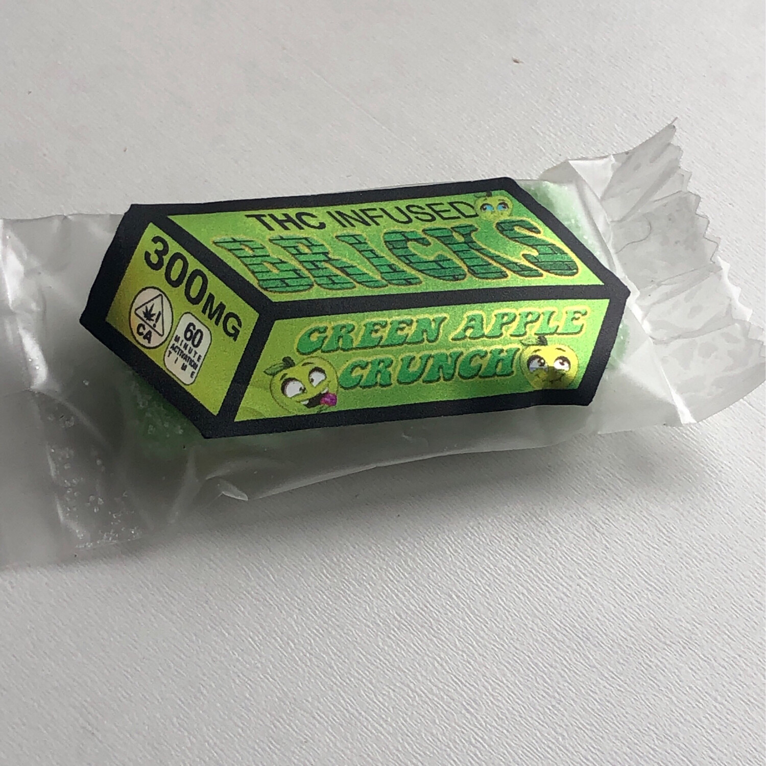 THC Infused Bricks Green Apple Crunch 300 Mg Candy