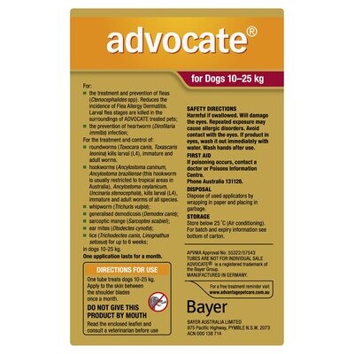 Advocate Large Dog (6 Pack) 10-25kg