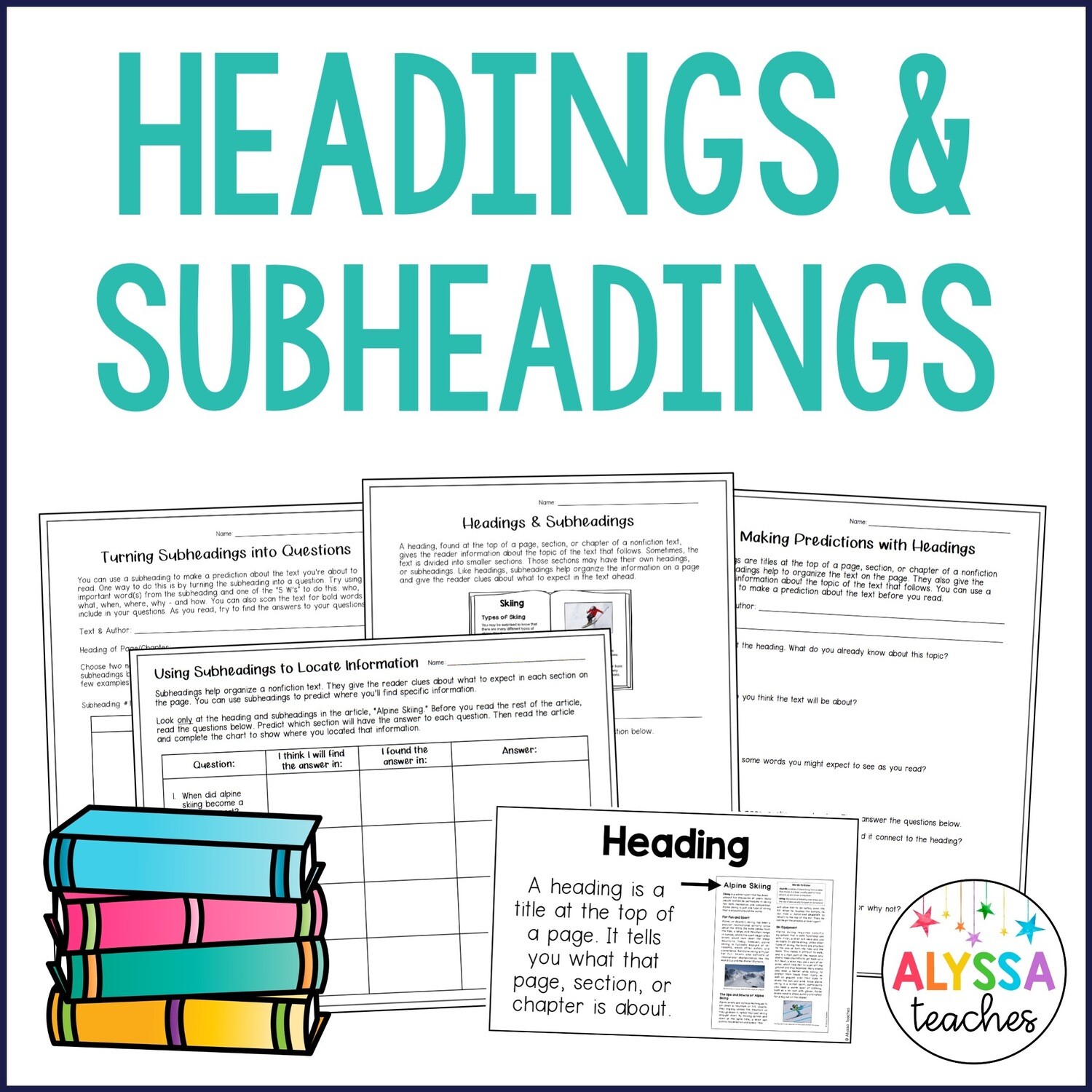 Headings And Subheadings Activities Headings And Subheadings Activities