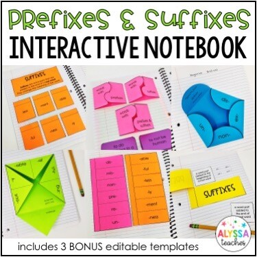 Prefixes and Suffixes Interactive Notebook