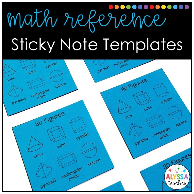 Math Sticky Notes Templates