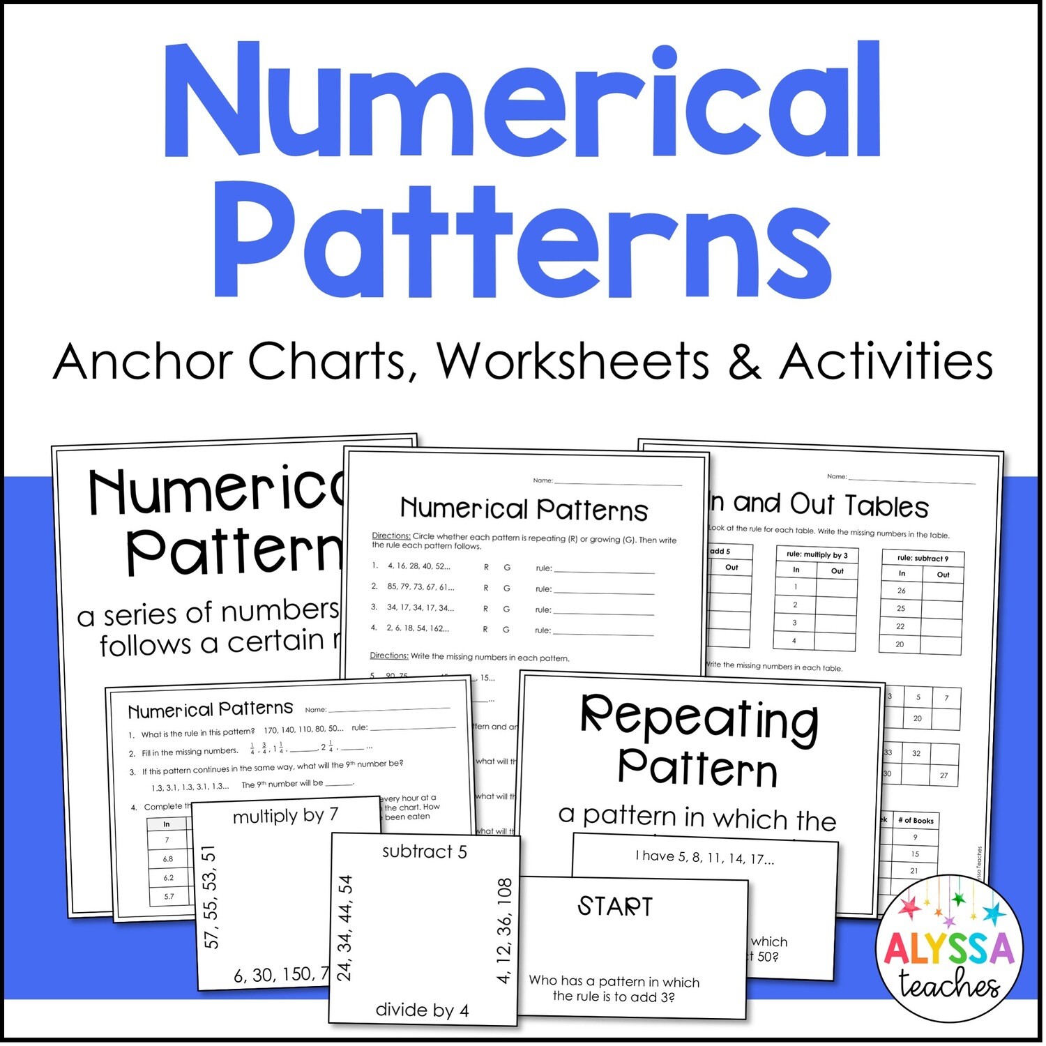 Numerical Patterns Worksheets 4th 5th Grade 
