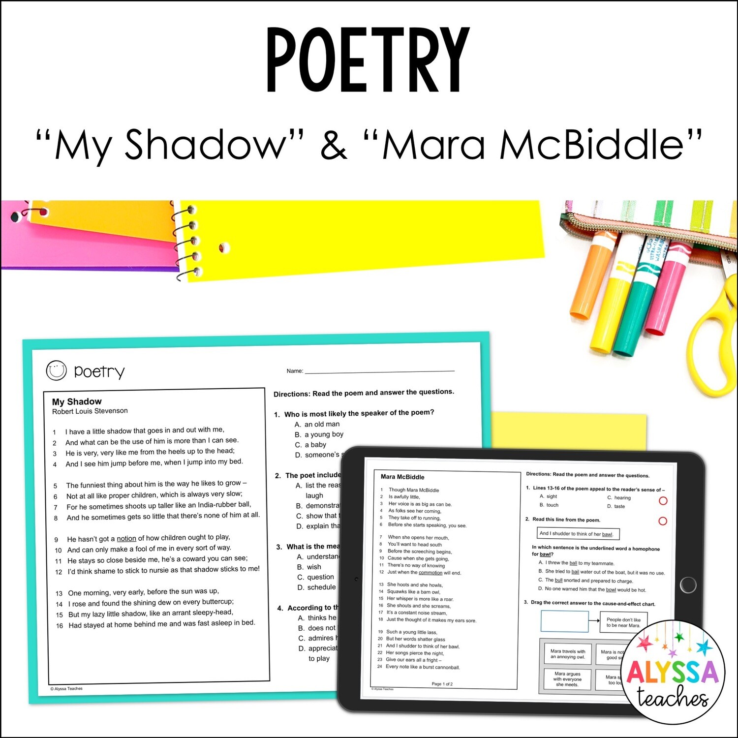 Poetry Comprehension Practice | 4th Grade