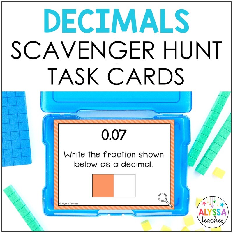Decimal Place Value Scavenger Hunt Task Cards for 4th Grade