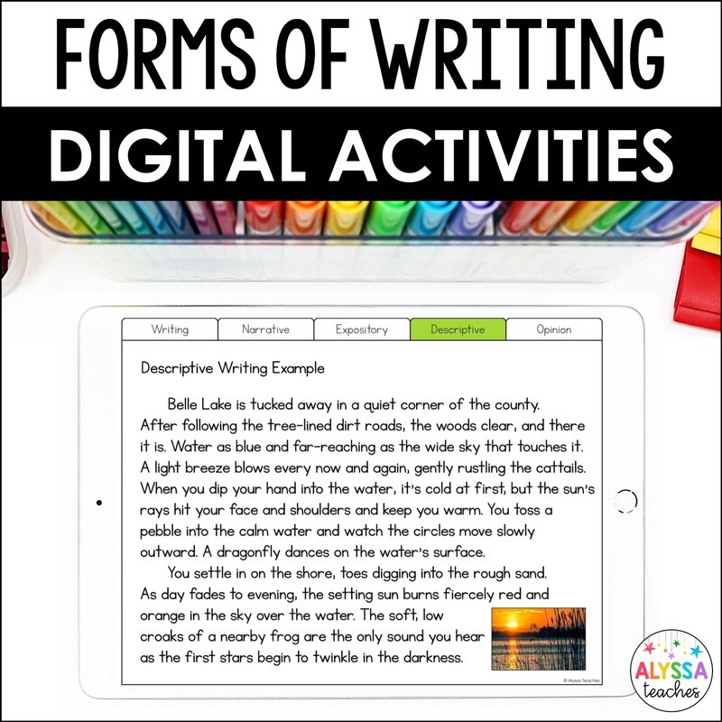Forms of Writing Digital Activities | Narrative, Expository, Opinion ...