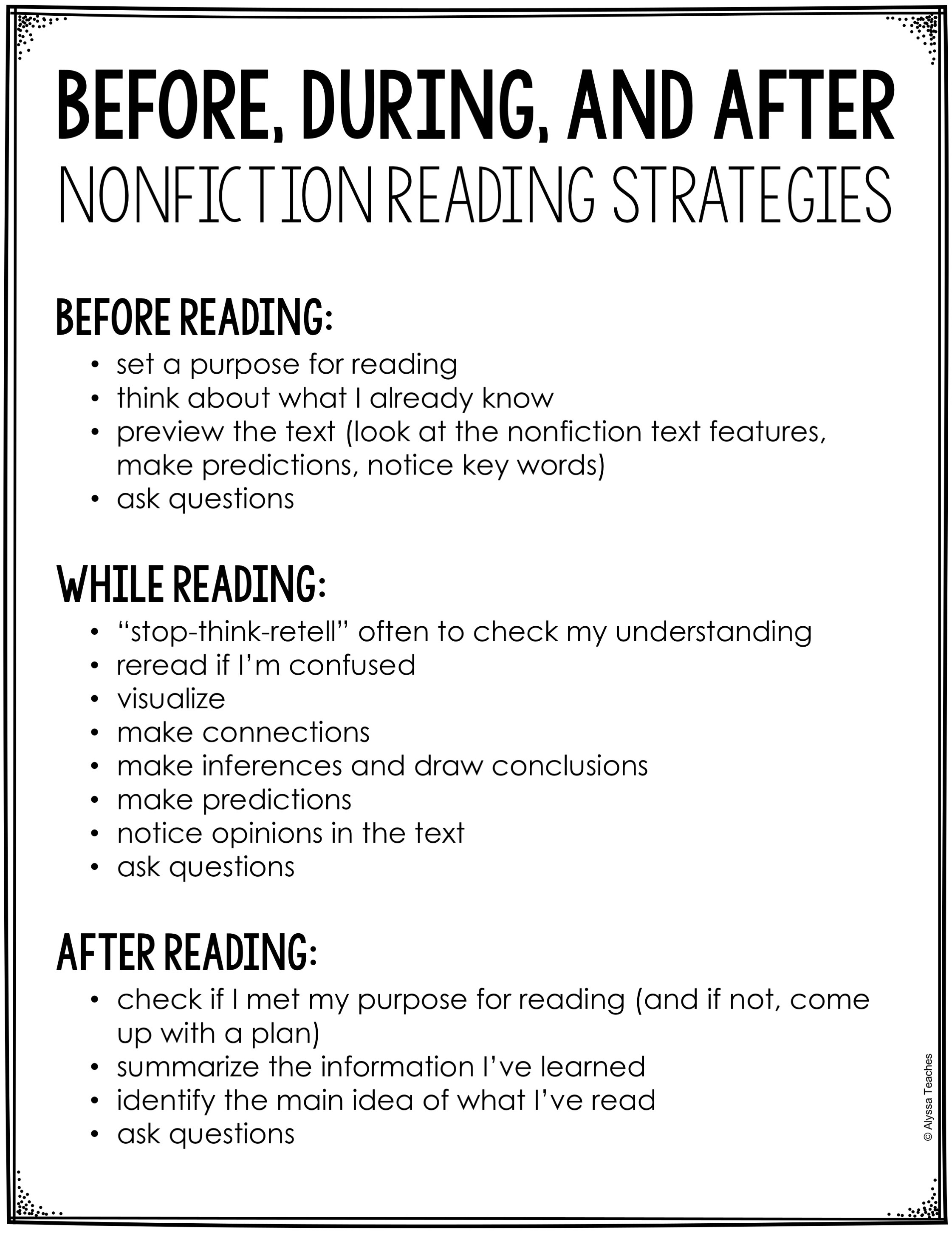 Non Fiction Reading Strategies