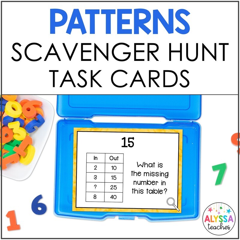 Numerical Patterns Scavenger Hunt Task Cards for 4th Grade