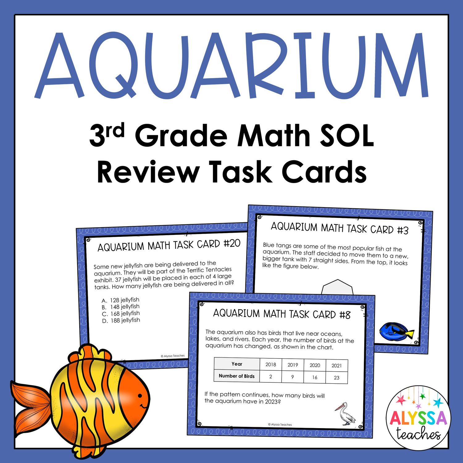 3rd Grade Math SOL Review Task Cards