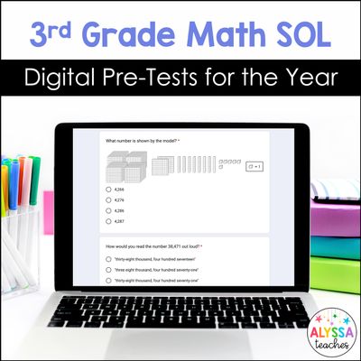 3rd Grade Math SOL Pre-Assessments in Google Forms™