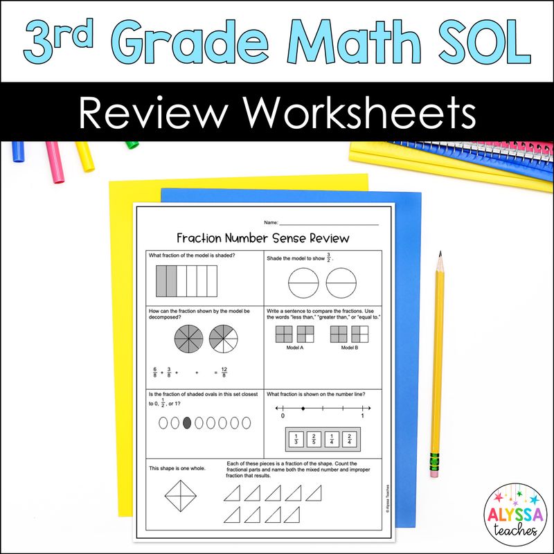 3rd Grade Virginia Math SOL Review Worksheets