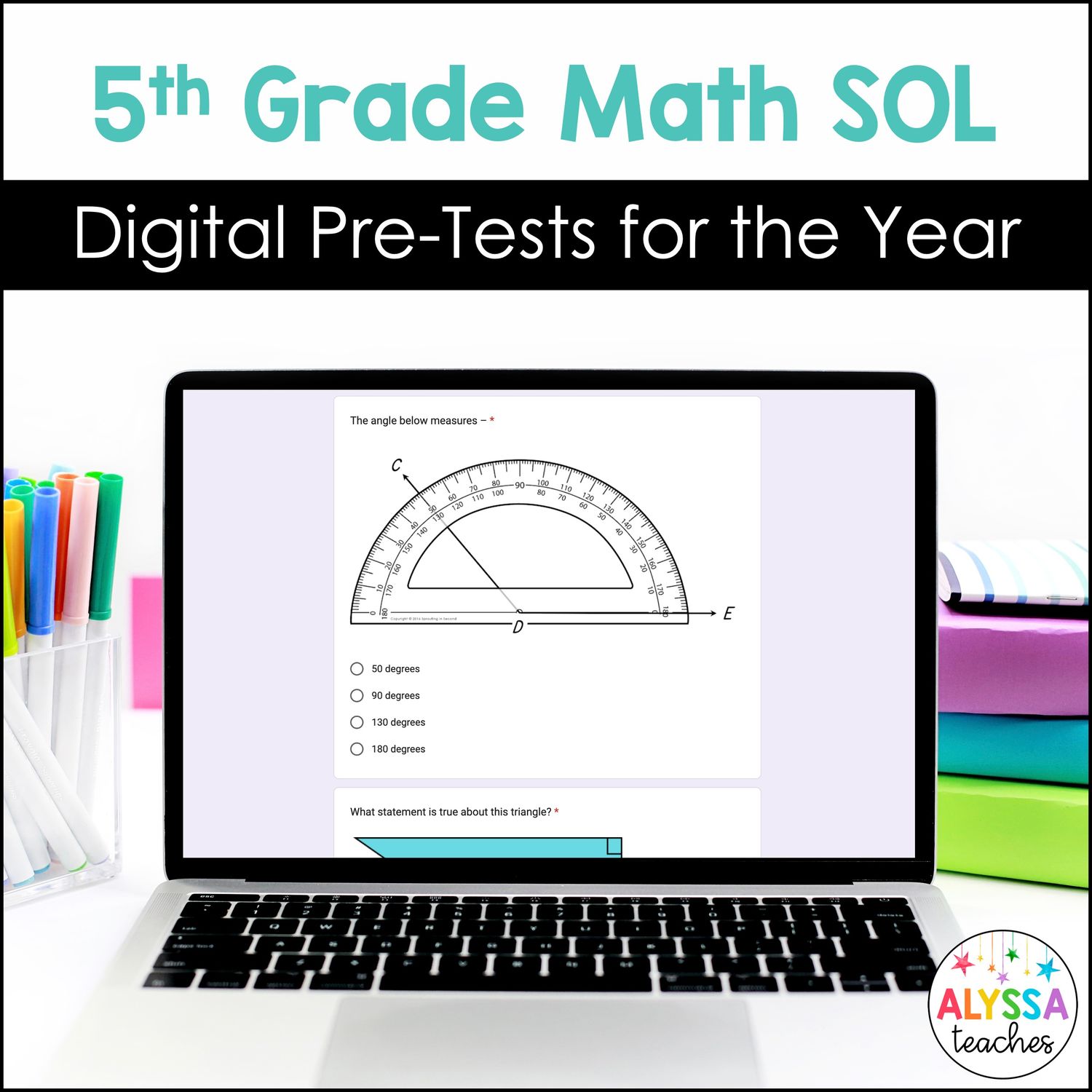5th Grade Math SOL Pre-Assessments in Google Forms™
