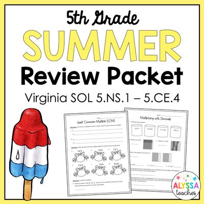 5th Grade Virginia Math SOL Review Worksheets