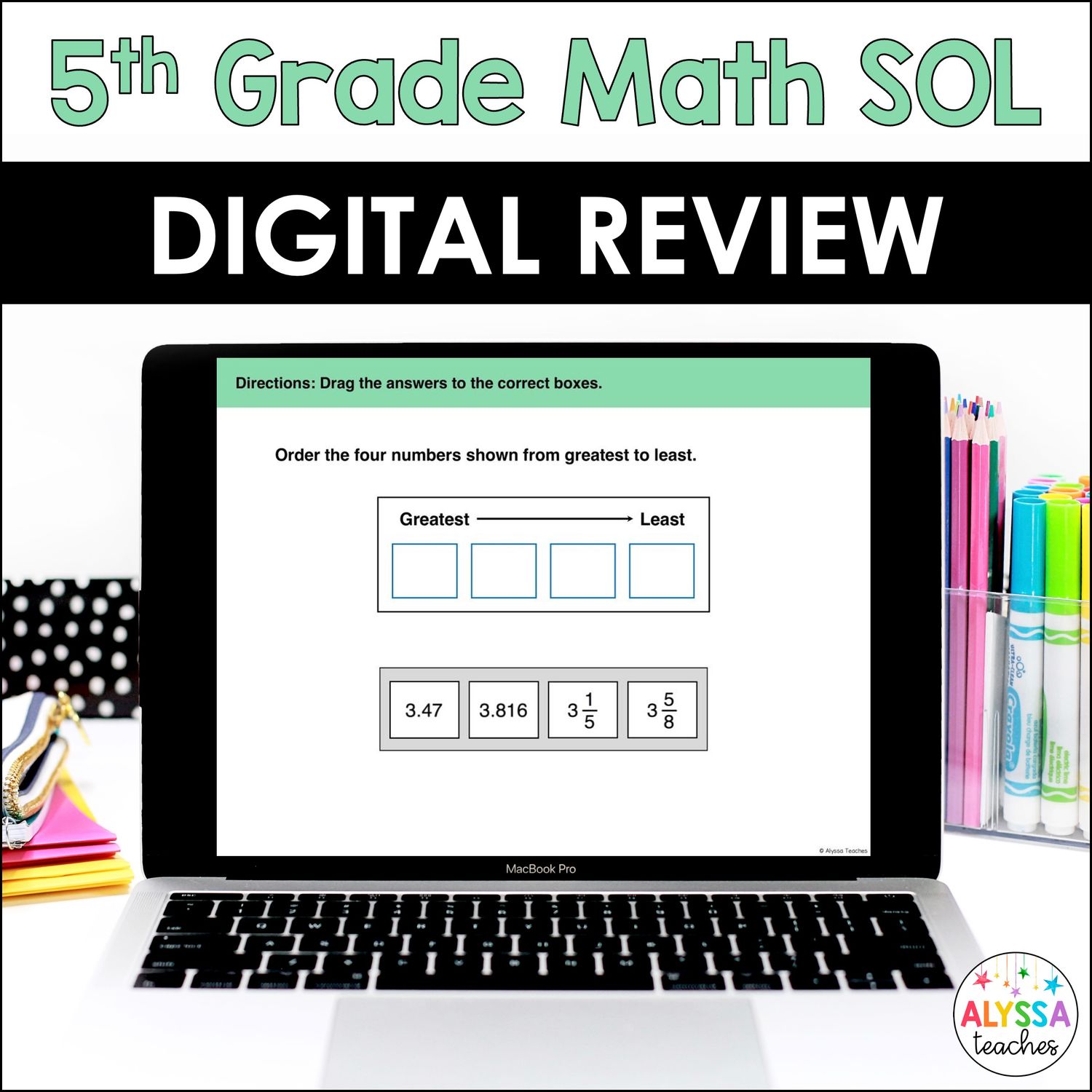 Digital 5th Grade Math SOL TEI Review Activity