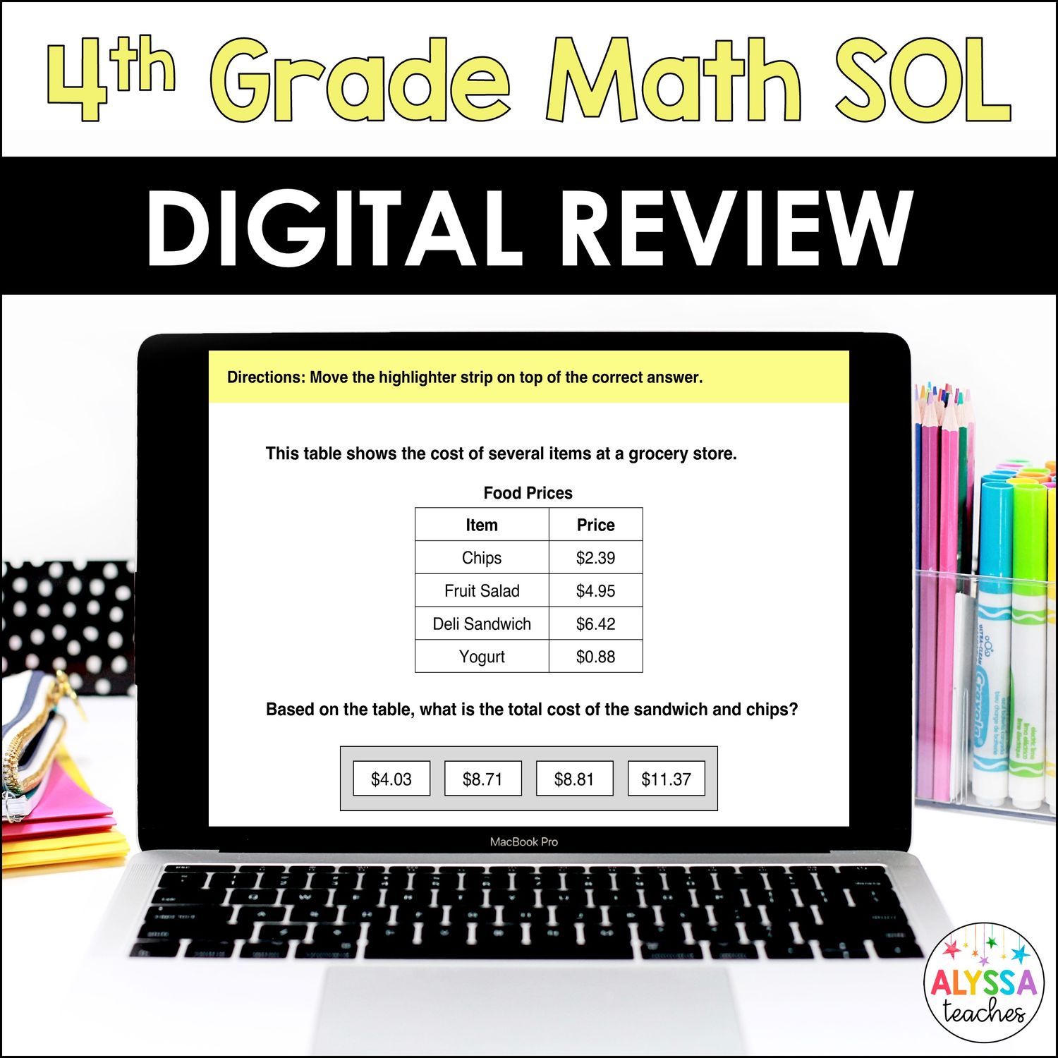 Digital 4th Grade Math SOL TEI Review