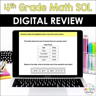 4th Grade Math SOL Review Task Cards