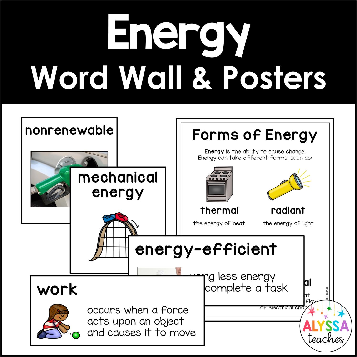 Forms of Energy and Energy Sources Word Wall and Poster Set (SOL 5.2 ...