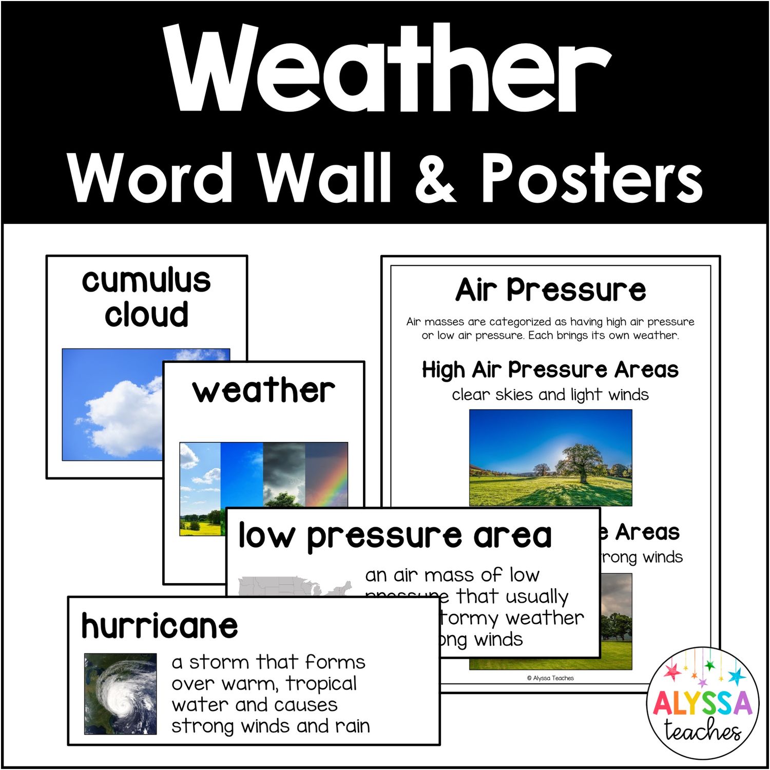 Weather Word Wall and Poster Set (SOL 4.4) – Store – Alyssa Teaches