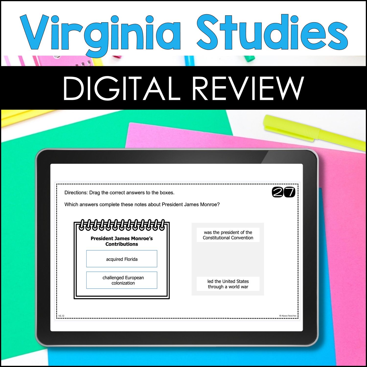 Virginia Studies SOL TEI Questions (Digital Review Activities) – Store ...