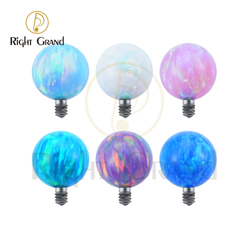 ASTM F136 Implant Grade Titanium Internally threaded 14G Opal Ball Ends