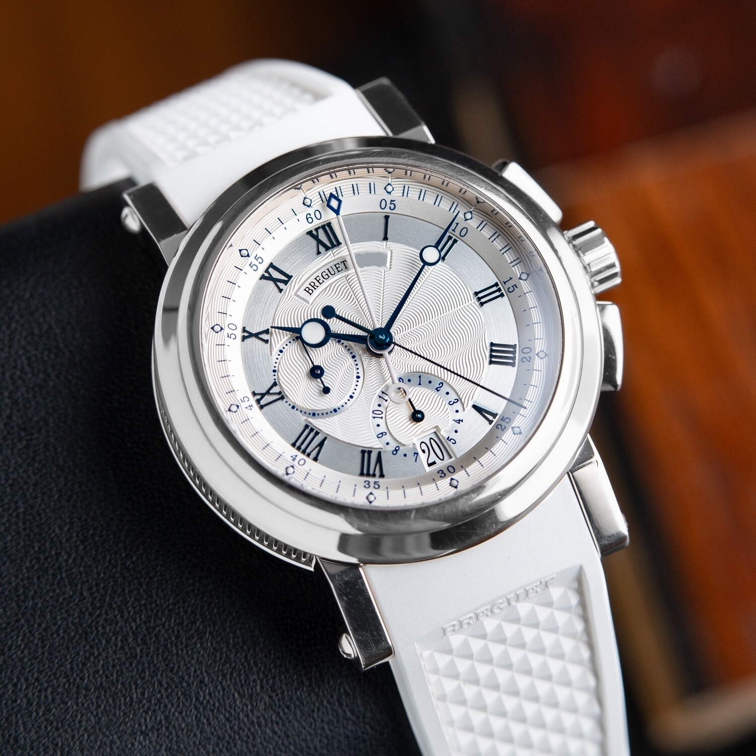 Breguet Marine White Gold Chronograph Date Silver Dial 42mm 5827BB
