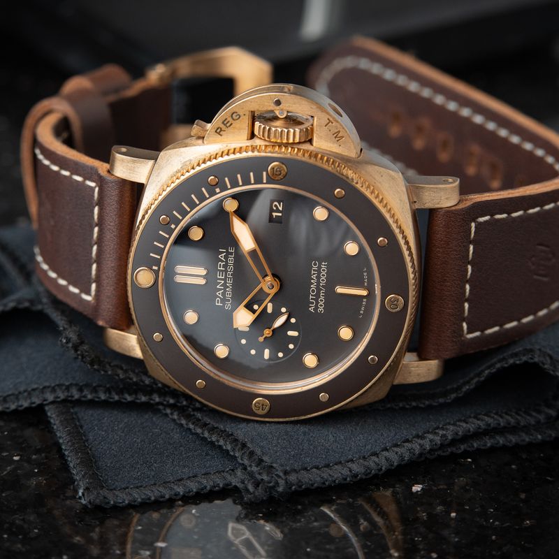 Panerai Luminor Submersible Bronzo Bronze Brown Ceramic Diver Pam968 47mm
