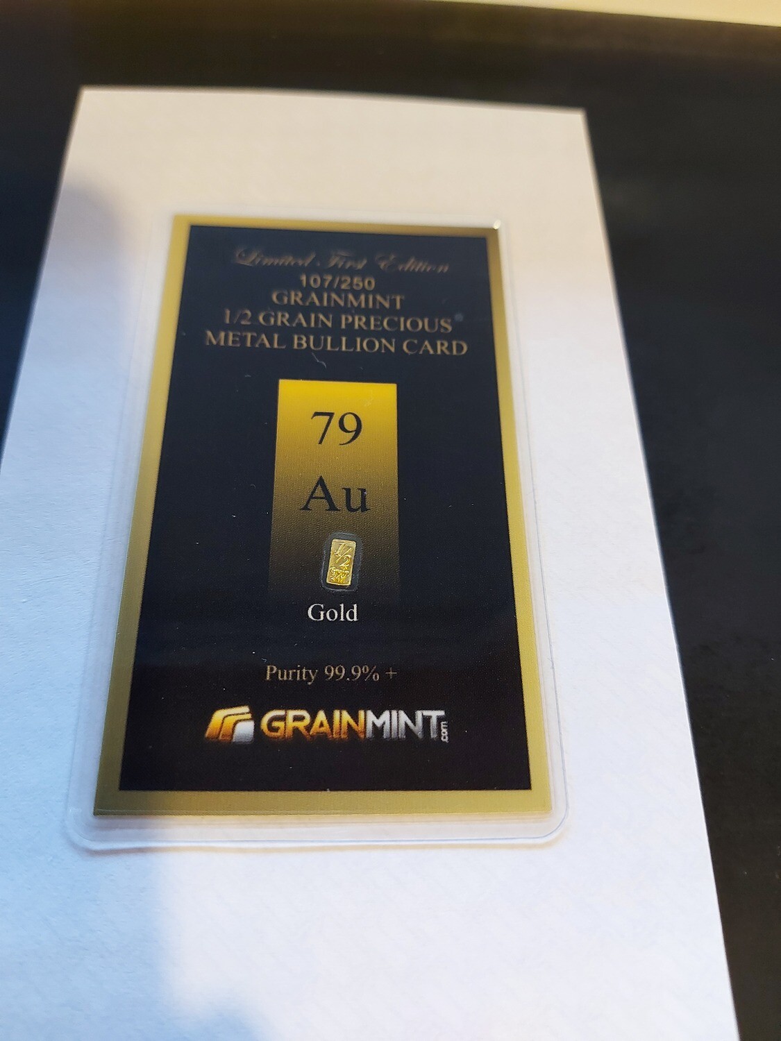1/2 Grain of 24k Gold Bar in Bullion Card