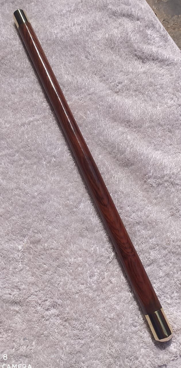 Plain Brown Solid Wooden Baton With Brass Tips