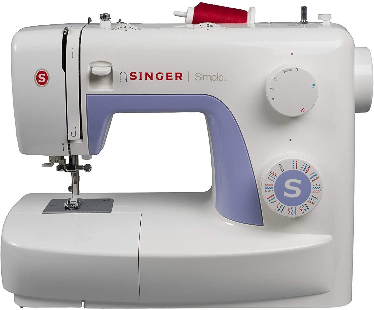 Singer Simple 3232- Macchina da cucire con braccio libero, Bianco/Lilla