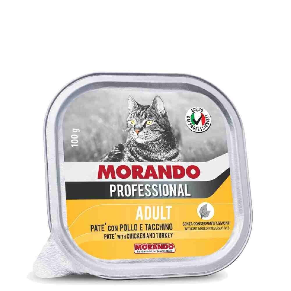 PATE' GATTO ADULT CON POLLO E TACCHINO 100 GR - MORANDO PROFESSIONAL