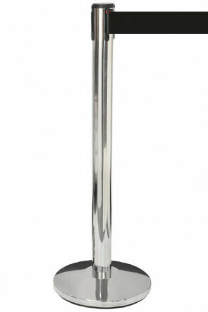 3 Metre chrome Black Belt posts retractable tensator tensa