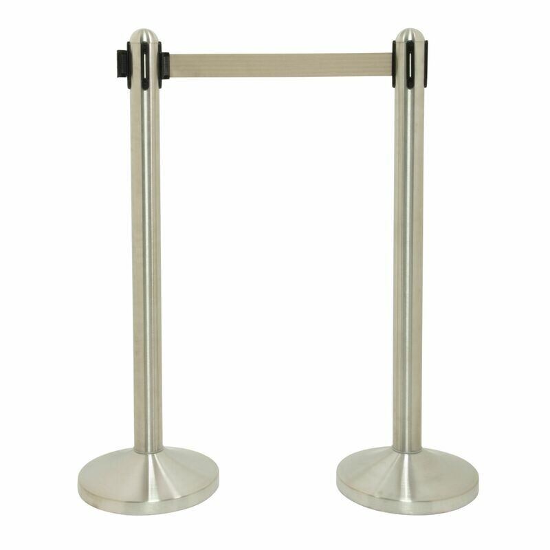 Retractable Barrier Post Grey ropes posts queue queuing tensator tensa ...