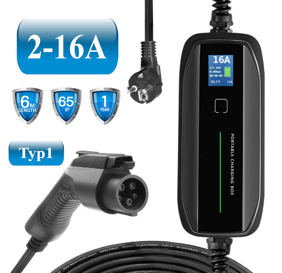 Mobile Ladestation Quick Charge - 2 bis 16A 3,6KW 1Phasig - 5 Meter ...