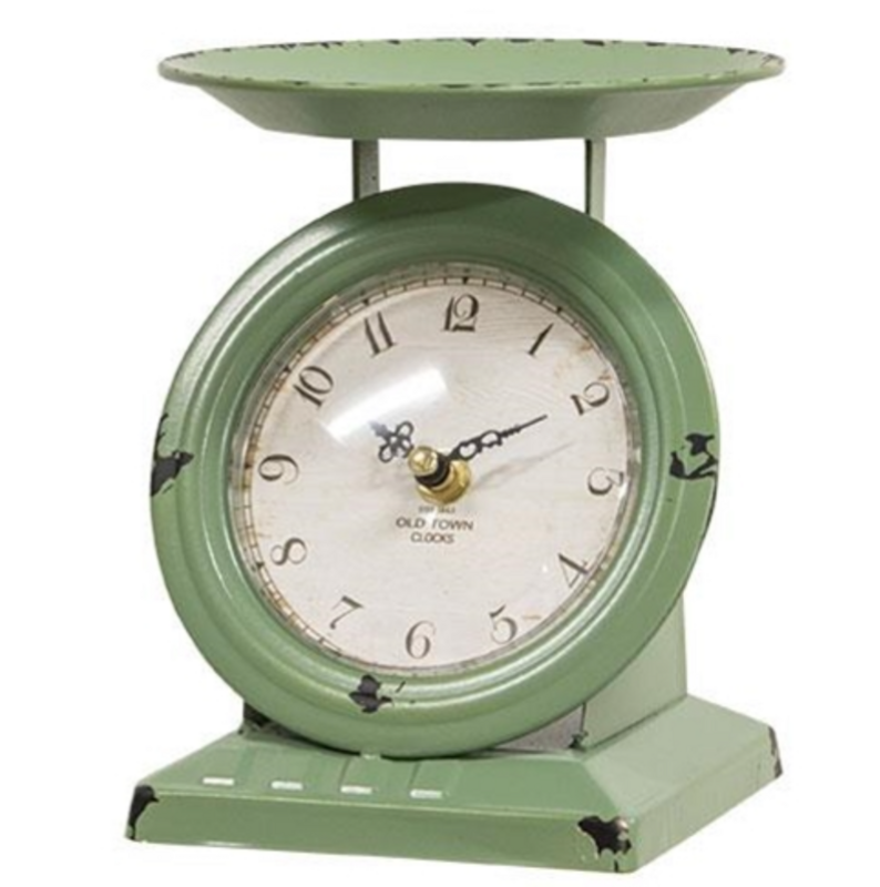 Vintage Green Old Town Scale Clock
