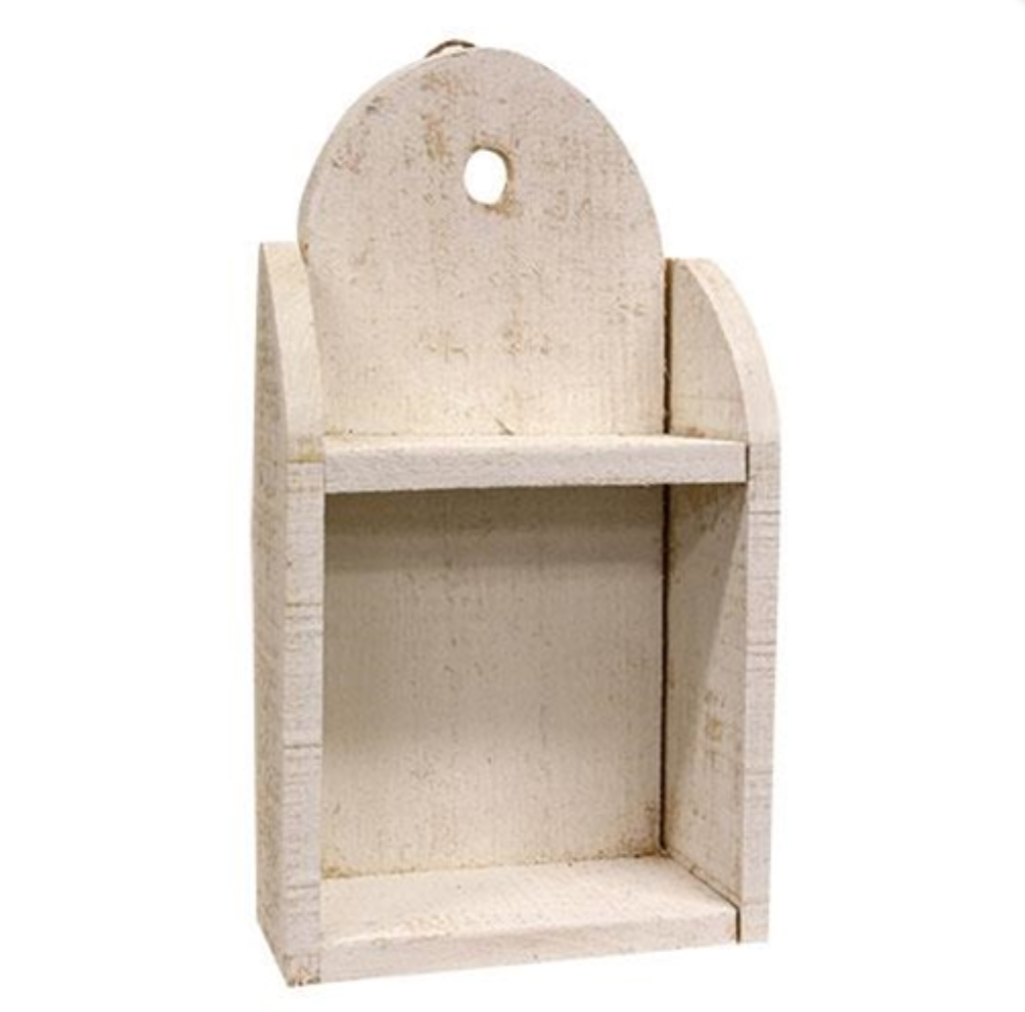 Rustic White Wood Rounded Shadowbox Shelf