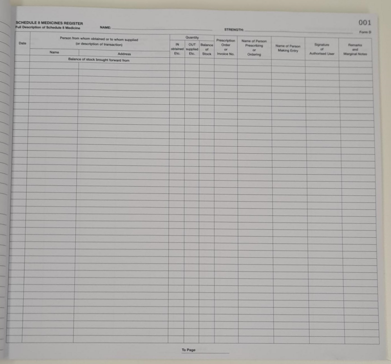 Register for Schedule 8 Medicines (250 pages)