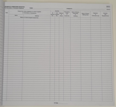 Register for Schedule 8 Medicines (250 pages)