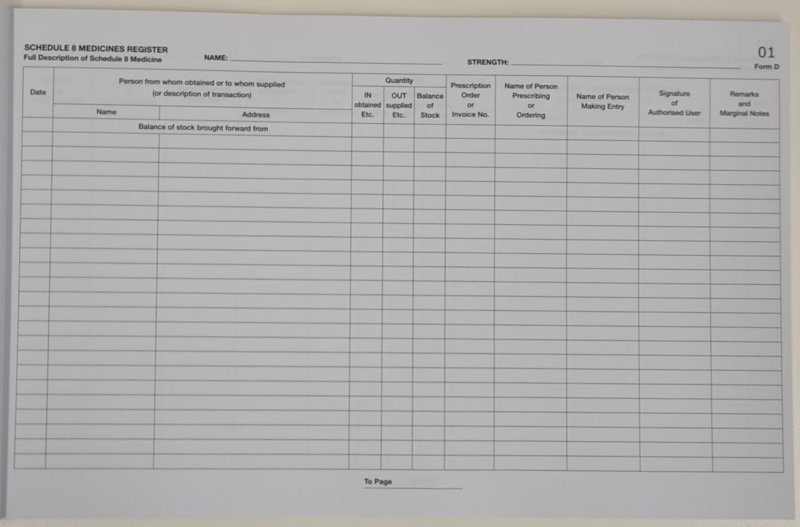 Register for Schedule 8 Medicines (100 pages)